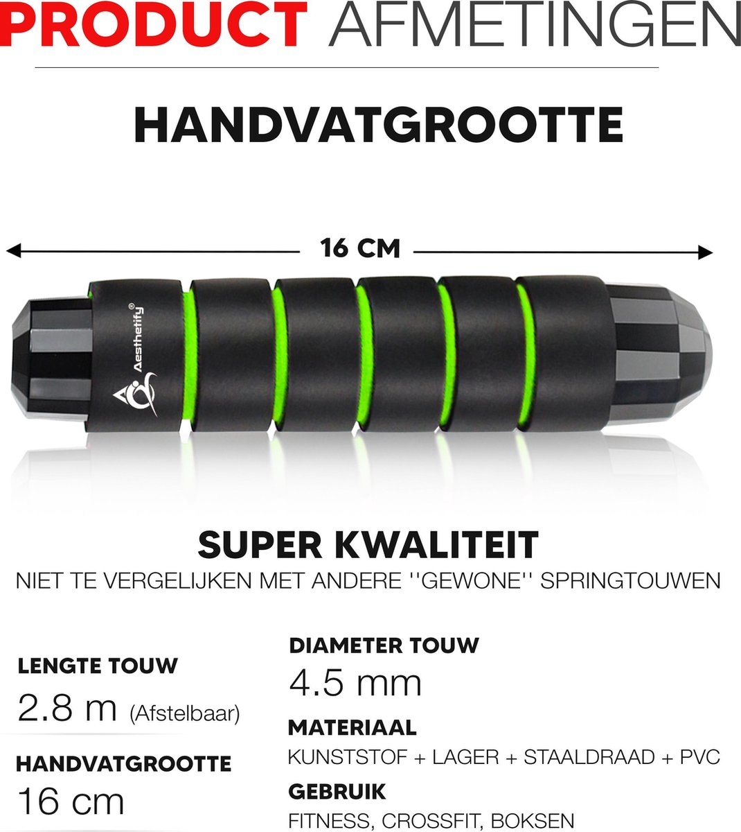 Aesthetify Sport Springtouw - Beginners & Professioneel - Touwtje ...