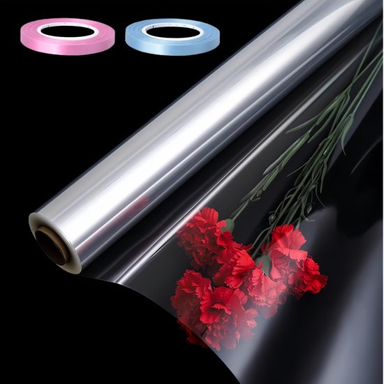 Clear Cellophane Film Roll Gift Wrapping 43 cm x 30 m 3 mm Thick ...