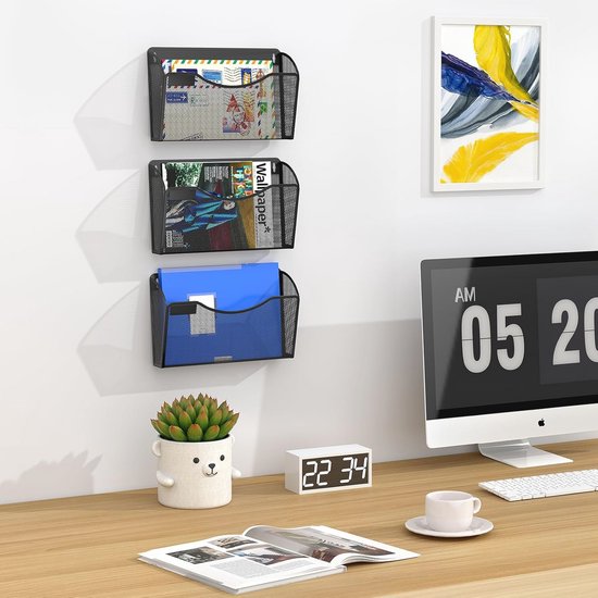 Hangend A4 Mappenhouder voor Wand met Labelplaat - Organizer voor Thuis ...