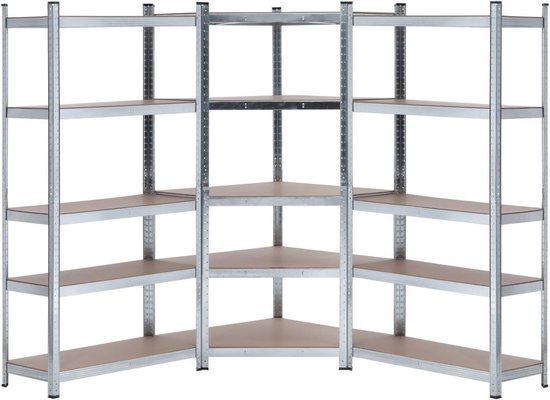 Modulair Rek met Hoekplank en 5 Verstelbare Planken - Stabiel en ...
