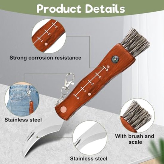 Mushroom Knife with Brush and Ruler, Portable Mushroom Collection Kit ...