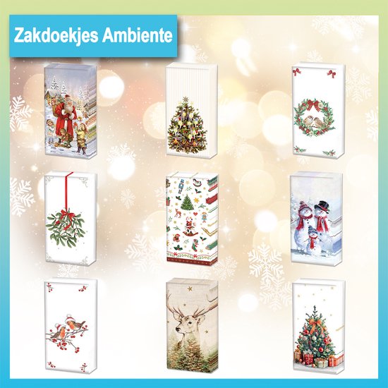 Zakdoekjes bedrukt kerstmotieven set van 9 pakjes | bol