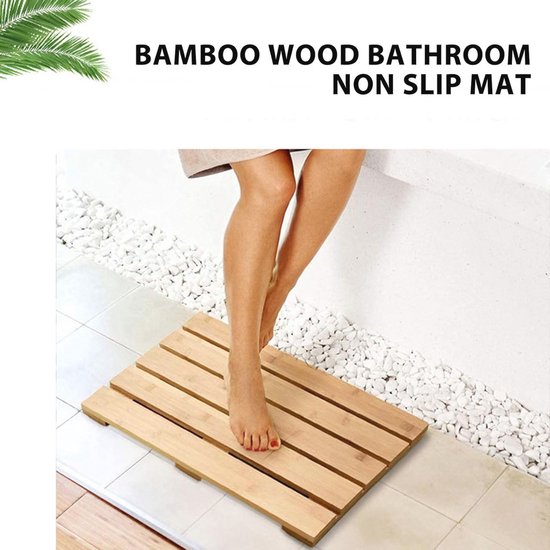 Antislip Bamboe Badmat - Douchemat voor Badkamer, Spa en Sauna ...