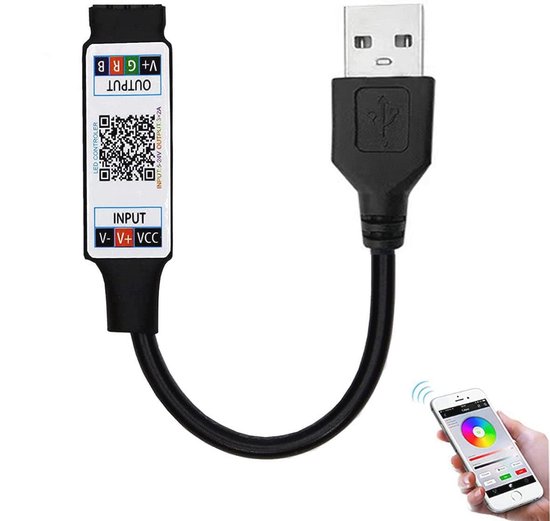 Mini RGB Bluetooth Controller voor LED Strips - USB Aangedreven Smart ...