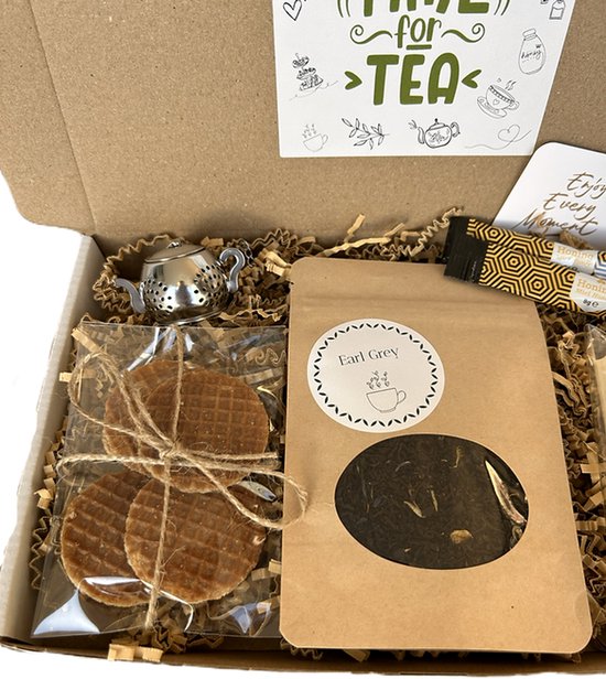 Thee brievenbus cadeau Earl Grey - thee - honing - noga - stroopwafels ...