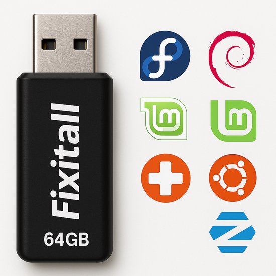 Linux Mega USB Stick – Fedora 43, Debian 13, Linux Mint 22.2, Ubuntu 24 ...