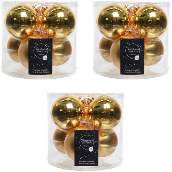 Decoris Kerstballen - 18x stuks - goud - D8 cm - glas - glans en mat - kerstversiering... | bol