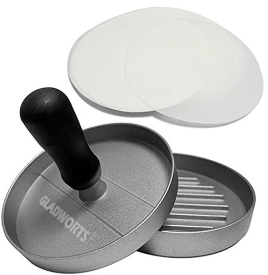 Kwart Pounder Hamburgerpers Aluminium met 100 Waspapier - Anti ...