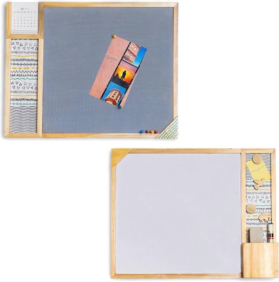Metalen prikbord en whiteboard set met kalender - 2-delige set - Grijs ...