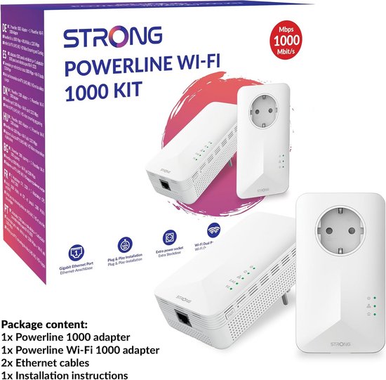 Powerline WiFi 1000 Duo, High-Speed WLAN-Adapter met Tot 300 m Bereik ...