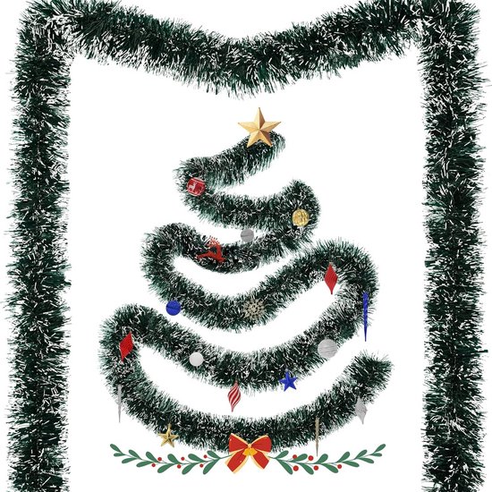 Donkergroene kerstslinger 12 meter - Kunstmatige sparrenslinger 9 cm ...
