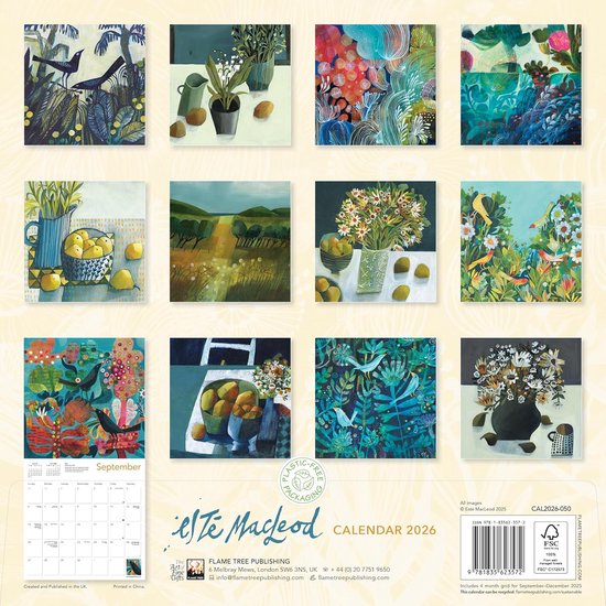 Maandkalender 2026 - Opklapbare kalender met 12 illustraties - 30,5 x ...