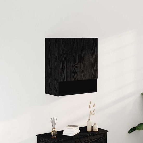 Wandkast | Hangkast | Muurkast | Opbergkast Zwart eiken 60 x 31 x 70 cm ...