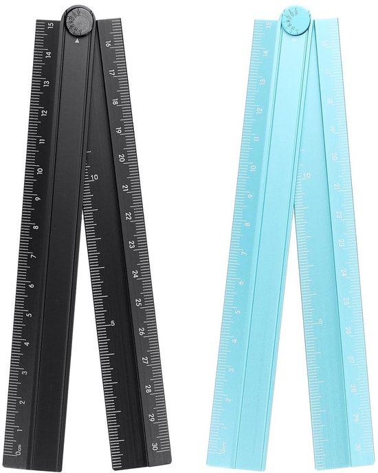 Set van 2 Aluminium Opvouwbare Linialen 30 cm met Hoekmeter voor ...
