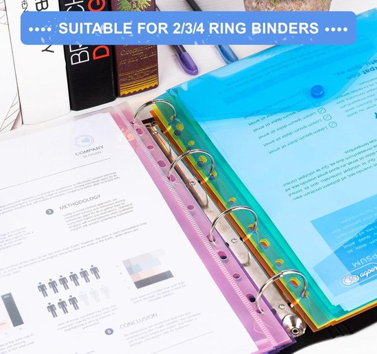 20 stuks plastic A4 insteekhoezen | Geperforeerde map enveloppen ...