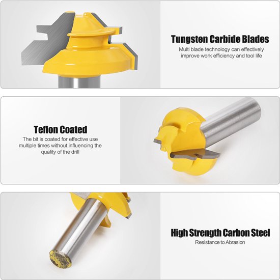 45 graden hoekfrezen 3 stuks - 3 stuks 45 graden hoekfrezen met 8 ...