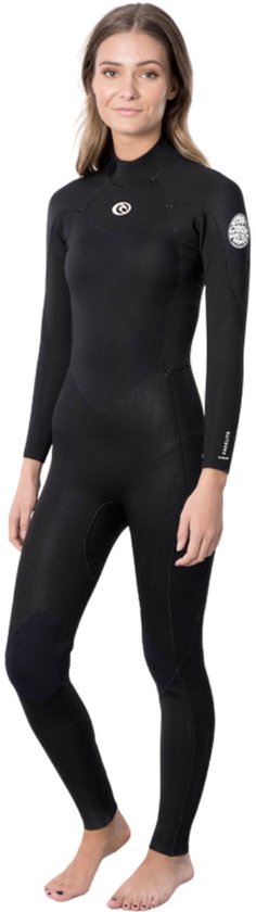 Rip Curl Dames Freelite 4/3mm Rug Ritssluiting Wetsuit - Black | bol