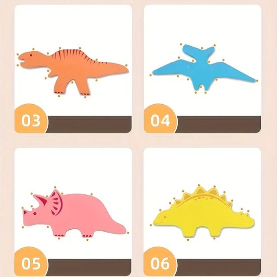 6x Houten Dinosaur Stacking Game – Educatief Balansspel voor Kinderen ...