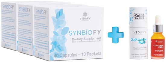 1x Curcumin Plus 15ml + 3x SYNBIOFY 40 capsules | Vidafy | bol