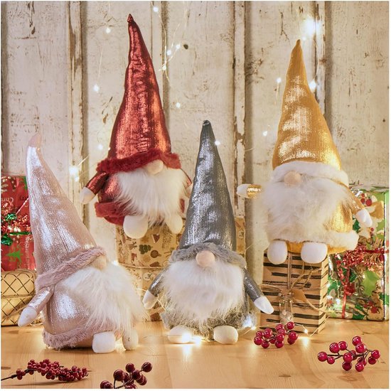 Set van 4 Grote Kerstelfjes als Winterdecoratie en Cadeau | bol