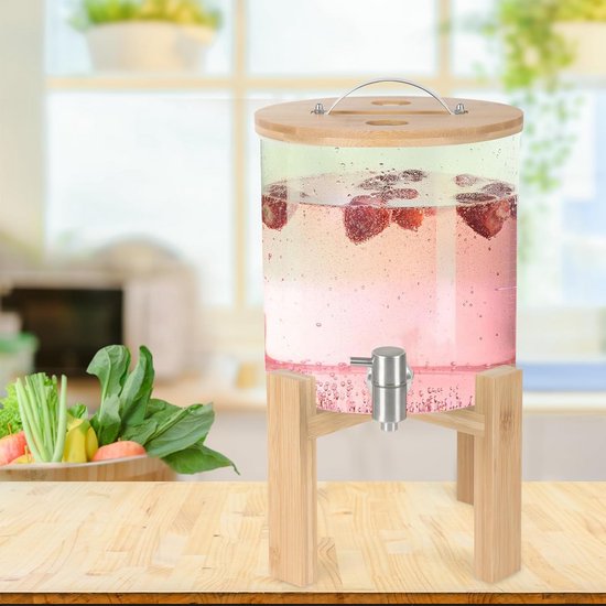 5L Glazen Drankdispenser met Houten Standaard en Kraan voor Limonade ...