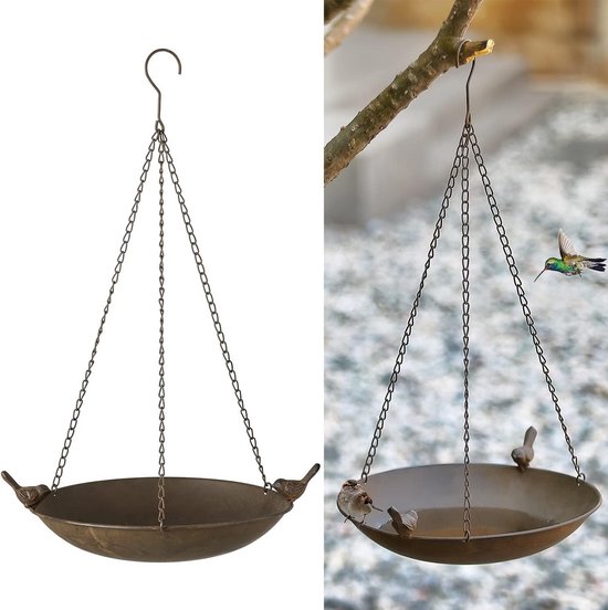 Ronde Metalen Hangende Vogelbad Voederbak voor Buiten Tuindecoratie | bol