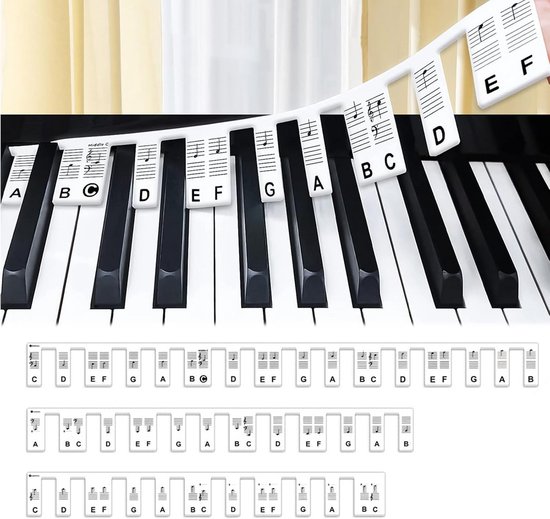 88 Toetsen Piano Noten Stickers - Zichtbare Cijfer Stickers voor ...