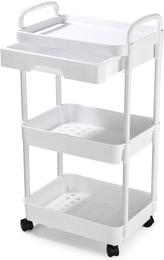 3 Laags Rolkar met Lade en Wielen - Verrijdbare Opbergwagen voor Keuken ...