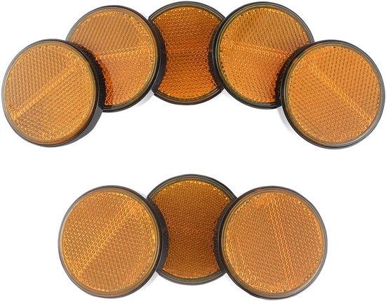 Set van 8 Ronde Zelfklevende Gele Reflectoren voor Trailer, Caravan ...
