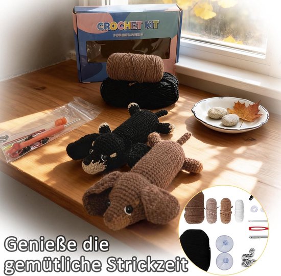 Haakset voor dieren maken met teckel patroon, beginners haakpakket ...