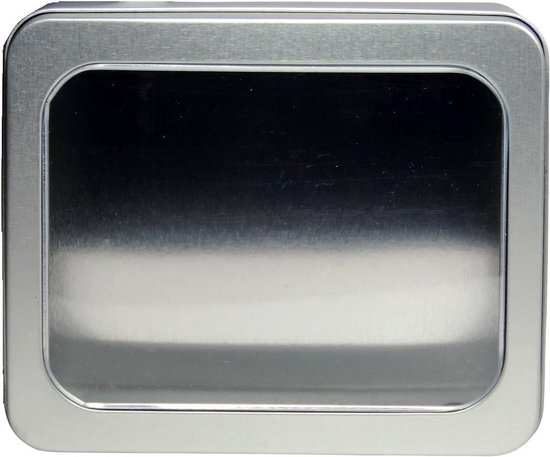 mikken - 1 x Storage Box with Viewing Window, Square Metal Box of White ...
