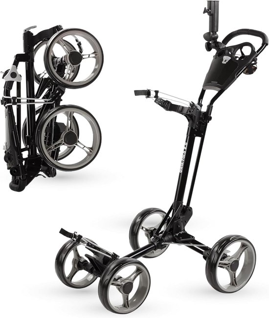 Opvouwbare golfkar met 4 wielen en voetrem - Lichtgewicht aluminium ...
