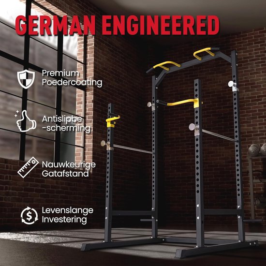Fitness Power Rack met Optrekstation en Dipstation - Krachtstation van ...