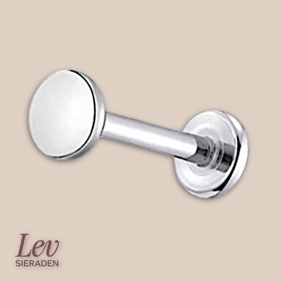 Lev Sieraden - Push pin Labret - Flat top - 1.2 x 8mm - Zilver kleurig ...