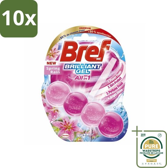 10 x Bref - Toiletblok - Brilliant Gel - Spring Rain - 42g ...