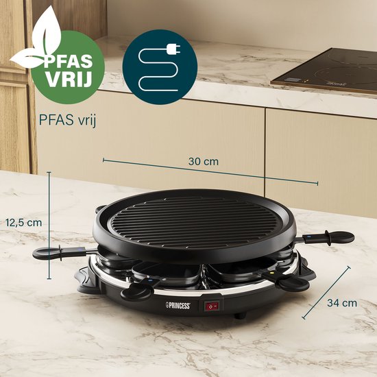Princess Raclette Gourmetstel - 6 personen - Ronde grillplaat ...