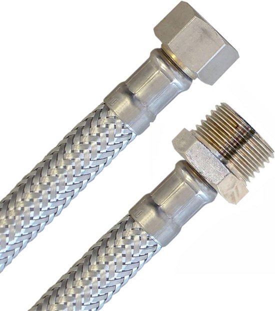 Flexibele RVS Waterslang 3/8 inch Binnendraad naar 1/2 inch Buitendraad ...
