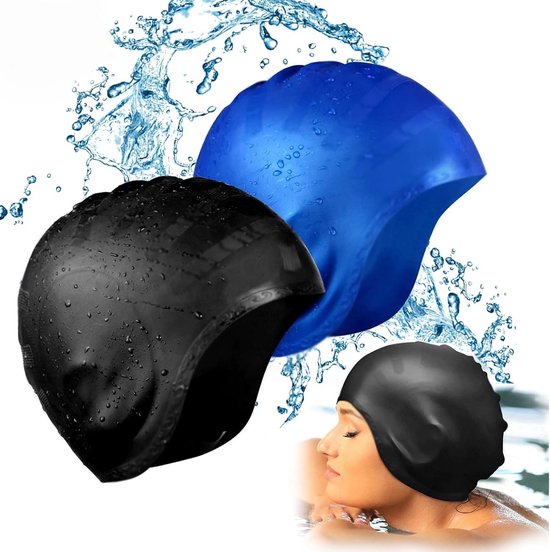 2-Pack Waterdichte Badmuts Siliconen met Oorbescherming voor Dames en ...