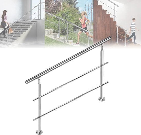 RVS Trapleuning 150 cm met 2 Dwarsbalustrades - Binnen en Buiten ...