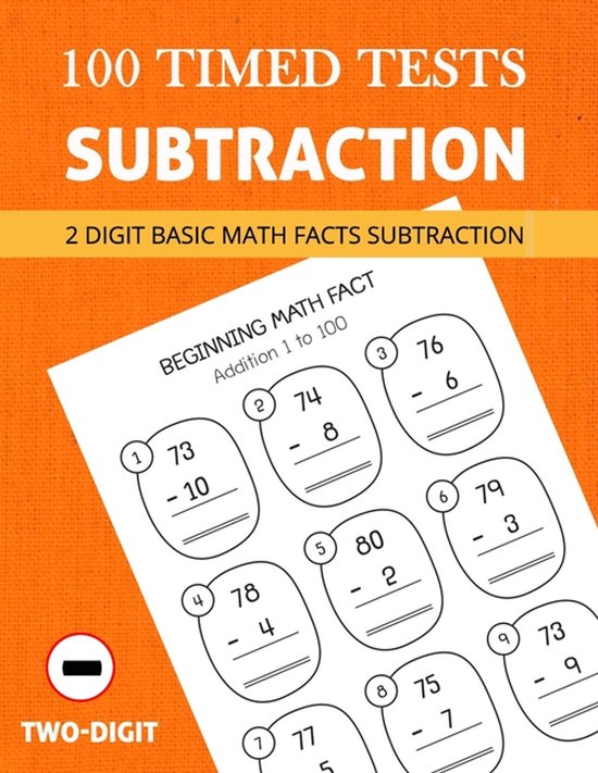 2 Digit Subtraction Math Practice: 100 Timed Tests Subtraction Skills ...