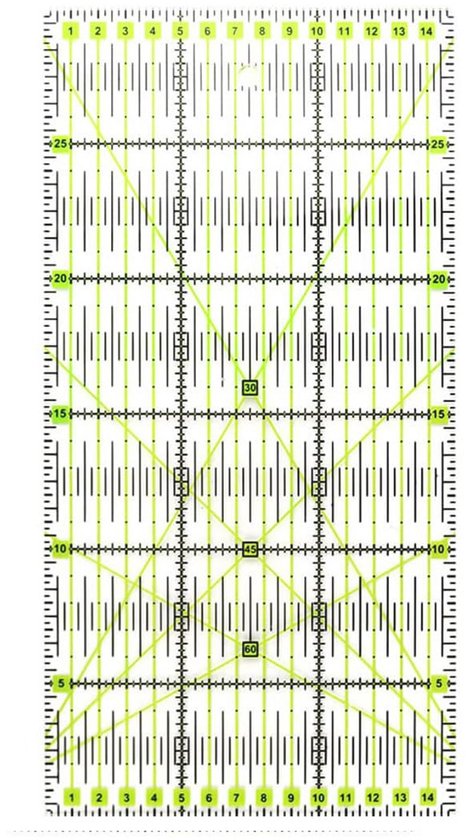 Rechthoekige Quiltliniaal 15 x 30 cm - Acryl Quiltsjablonen met ...