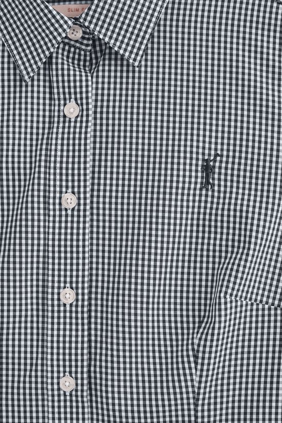 Hemd met marineblauwe vichy-ruitjes en Rigby Go-logo | bol