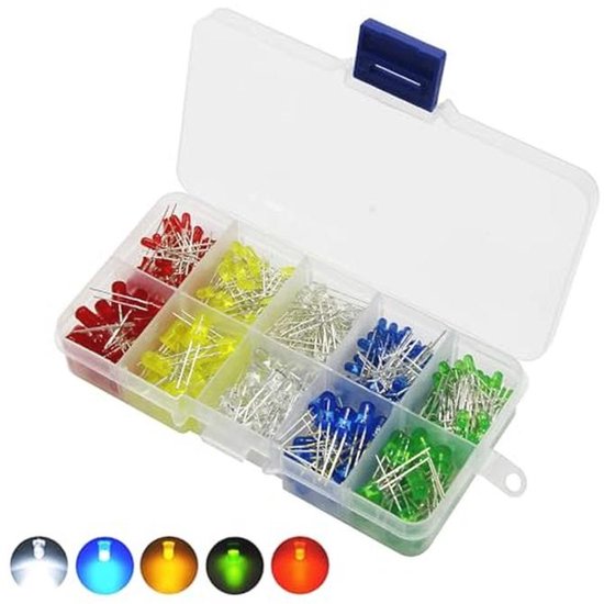 200 LED Diodes 5mm in Verschillende Kleuren - Rood, Geel, Blauw, Groen ...