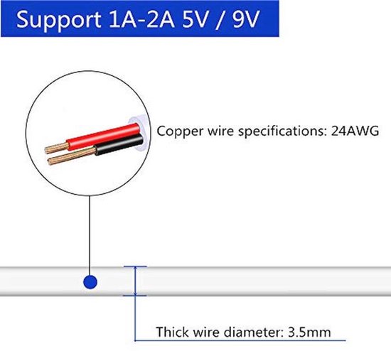 2 Stuks 5V USB naar DC 5V Stroomkabel met L-Type Jack – 1 Meter | bol