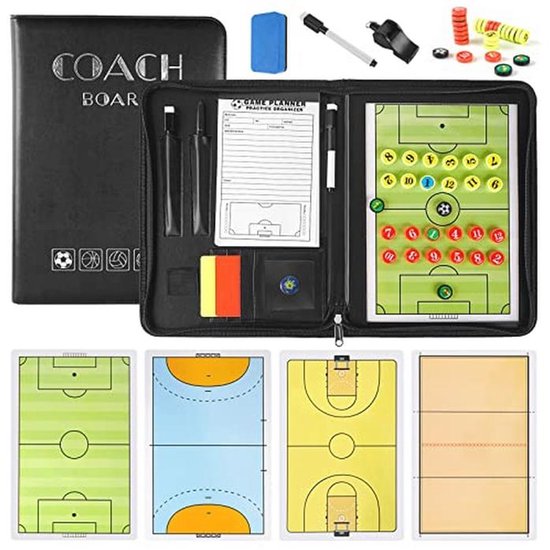Draagbaar Voetbalcoach Bord met Magnetische Tactieken en Notitieboek | bol