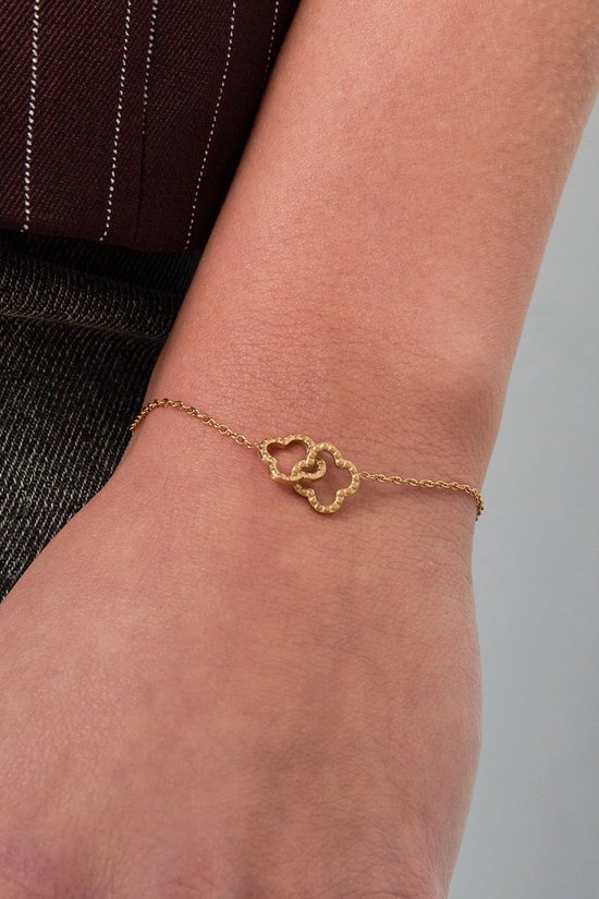 Yehwang-Quya-stainless steel- goude armband- dubbele klaver | bol