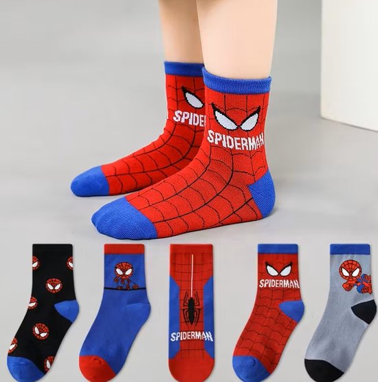 5 paar spiderman sokken cartoon karakter spinnen zakjes spiderman 3 t/m ...