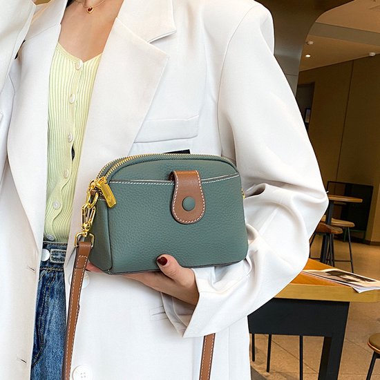 Poolvos Linde – Mini Crossbody – Dubbele Rits – Togo-Leer – Compact ...