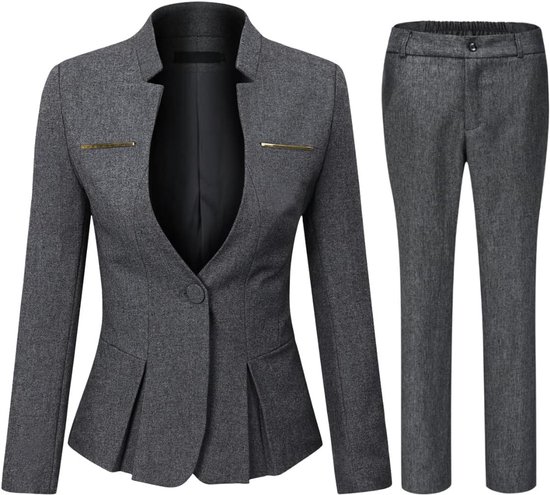 Dames Pak 2 Delige Slim Fit Blazer en Broek voor Kantoor | bol