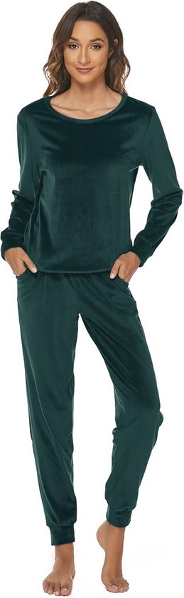 Dames Velours Trainingspak Joggingpak Winter Ronde Hals Pullover en ...